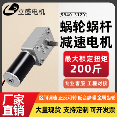 5840-31ZY直流齿轮减速电机微型直角蜗杆调速正反转12V24V马达