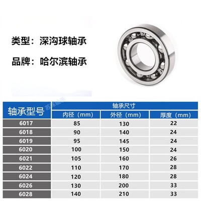 哈尔滨轴承6017 6018 6019 6020 6021 6022 6024 6026 6028 RS Z