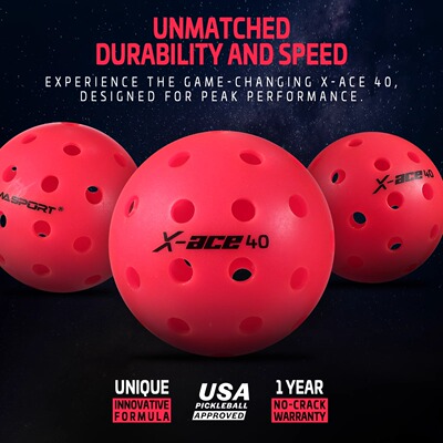 AMASPORT玫红色匹克球40孔滚塑球