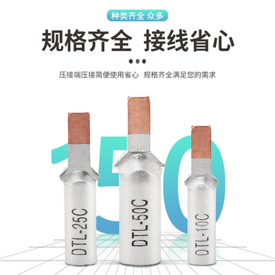 C45铜铝插针线鼻子空关断路器插片电表接头端子DTLC-10162535平方