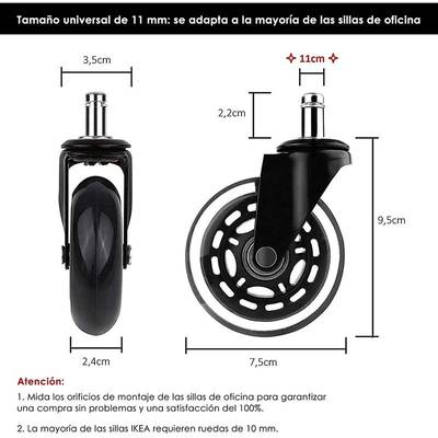 极速5 PCS Wheels for Offivce Chairs Swivel Casters Silent Ca