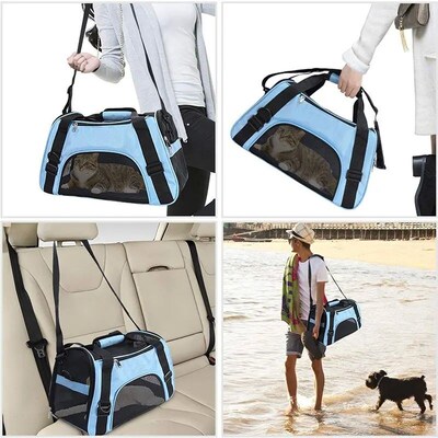 Cat Carrier Soft-Sidedt Pet Travel Carrier for Cats, Dogs Pu