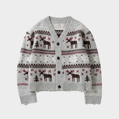 Amicus Animae 复古油画麋鹿羊毛破坏开衫毛衣