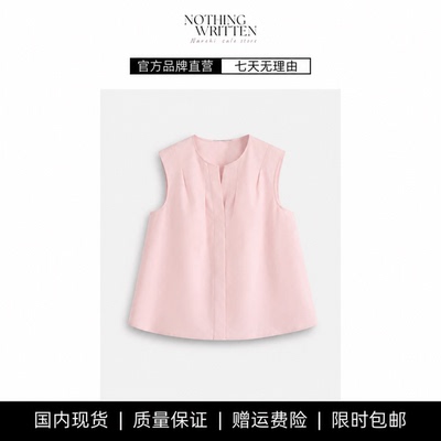 【现货】NOTHING WRITTEN标准版型褶裥无袖上衣夏季新品棉质衬衫