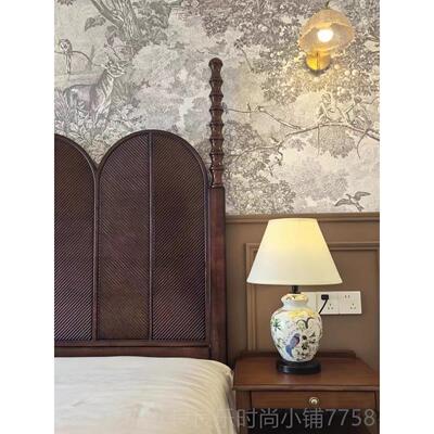 新款HH 包邮l现货Cora 花鸟陶瓷台灯 美客厅发角几卧沙室床头灯式