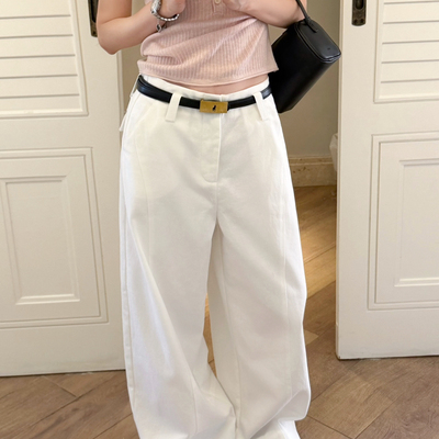 KAPOK-26年春款韩版宽松阔腿弯刀气球裤休闲裤(配腰带)26306