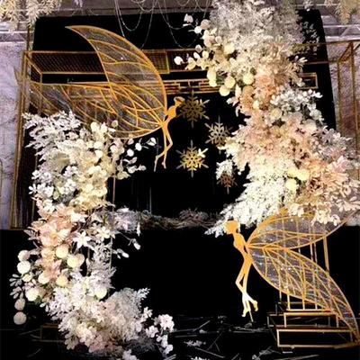 婚庆道具新铁艺精灵网纱蝴蝶翅膀小精灵布置摆件橱窗装饰舞台吊顶