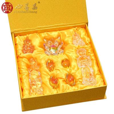 墓地水晶用品随葬品心善昌套装水晶童男女金银山元宝莲花下葬摆件