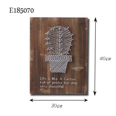 纯手工水泥钉绕绳创意美式复古木质挂板相框挂框 STRING ART