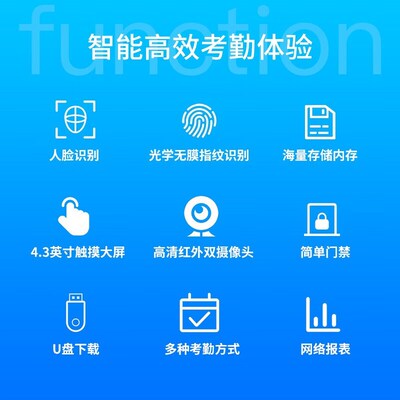 ZKTeco/熵基科技 iFace702-S 人脸指纹考勤机S 高速识别打卡机 触