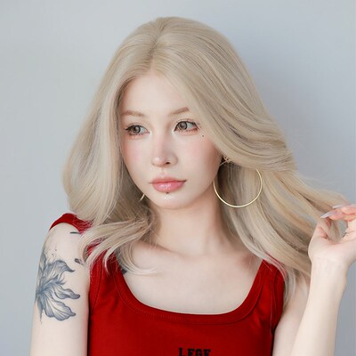 新品WIG UP前蕾丝金色假w发女全头套卷发高温丝中长发透气轻薄假