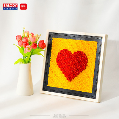 极速厂家16173-16174爱心像素画钻石I小颗粒积木DI创意摆件情侣l