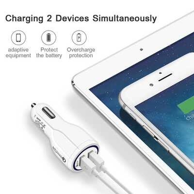 极速Quick Charge m3.0 Car Charger For Mobile Phone Dual Usb