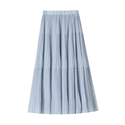 【小田tia专享】百搭甜美雪纺百褶裙 高腰垂感显瘦气质长裙