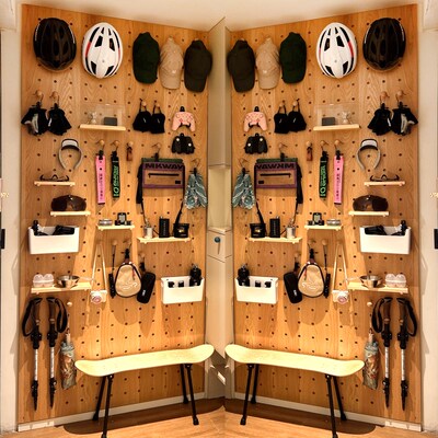 木目iwood 玄关大尺寸整墙收纳洞洞板 白橡木色方形Z骑行装备架