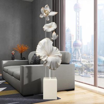 创意荷叶客厅摆件大型落地电视柜旁玄关办公室装饰品乔迁新居礼品