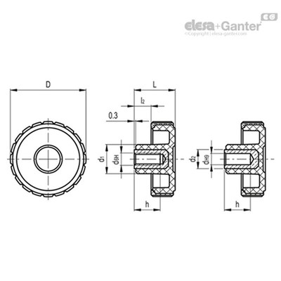 Elesa+Ganter伊莉莎y冈特 MBT.SOFT 带凹槽握紧旋钮