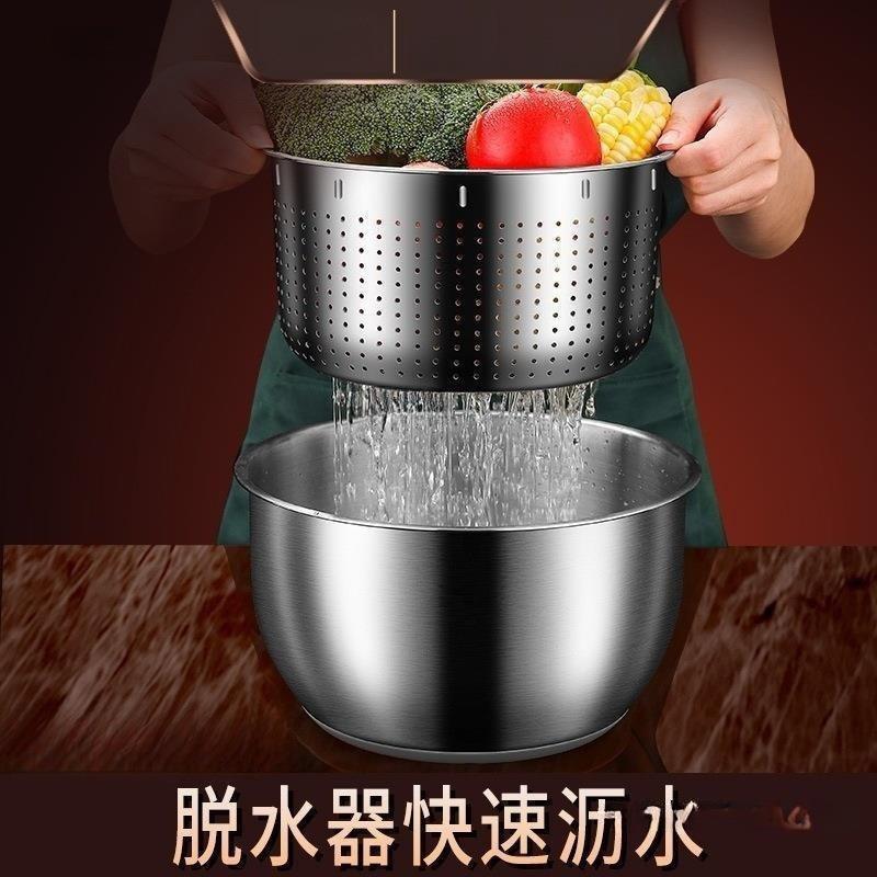 蔬菜脱水器不锈钢手动沙拉果蔬甩干机家用果蔬脱水机洗菜甩水