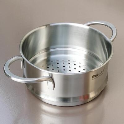 18/10不锈钢蒸笼蒸笼蒸架304加厚家用厨房蒸格可叠加16-24cm带柄