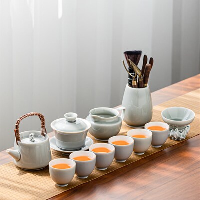 慢茶道功夫茶具套装家用小套日式烟F灰简约提梁壶整套轻奢泡茶茶