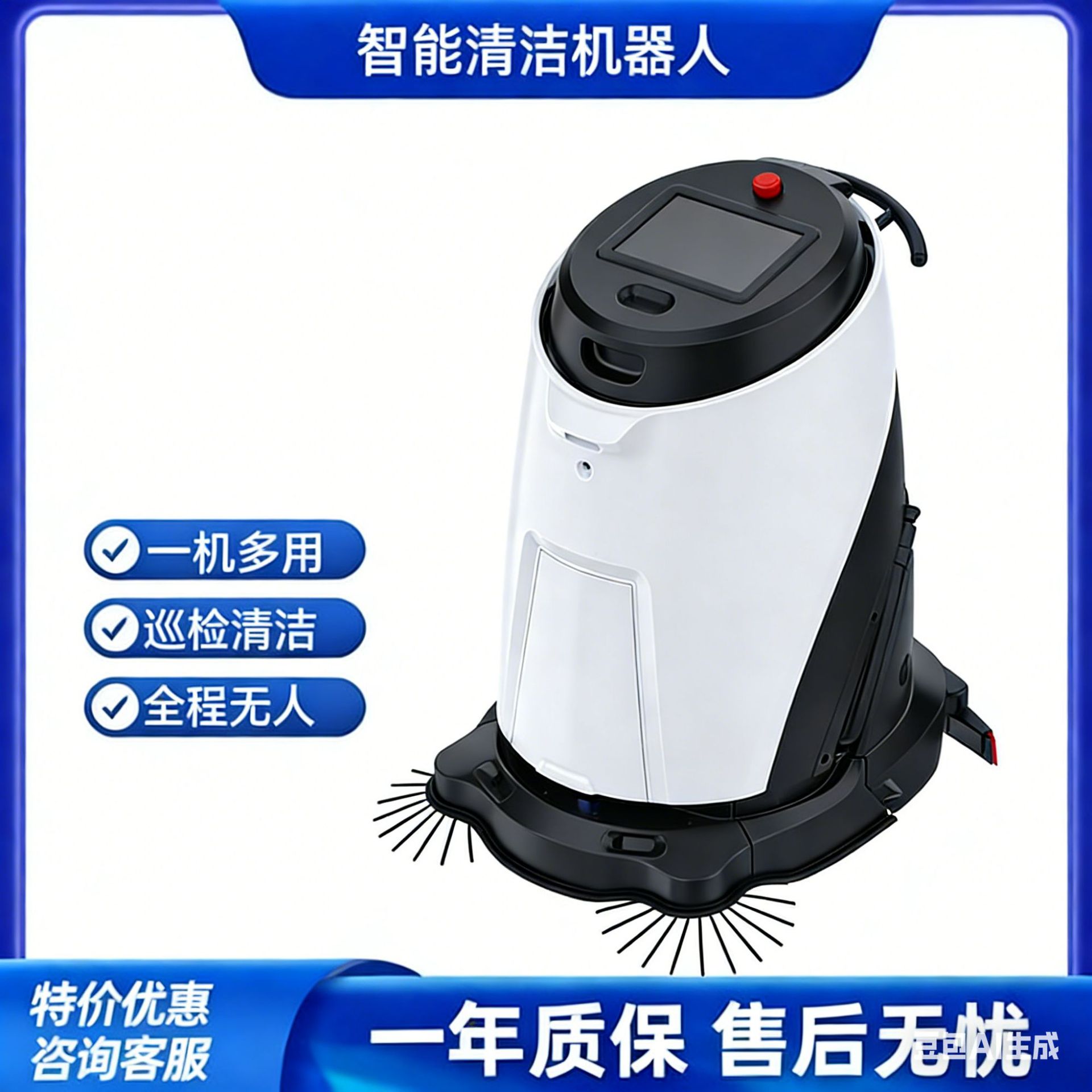 商用清洁机器人 洗地扫地推尘三合一 智能巡检避障长续航商超适用
