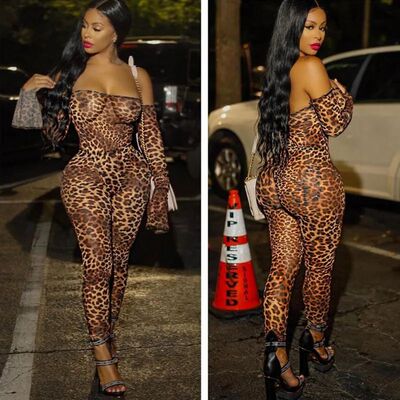 Sexy plus-size high-waisted jumpsuit    性感大码高腰连体长裤