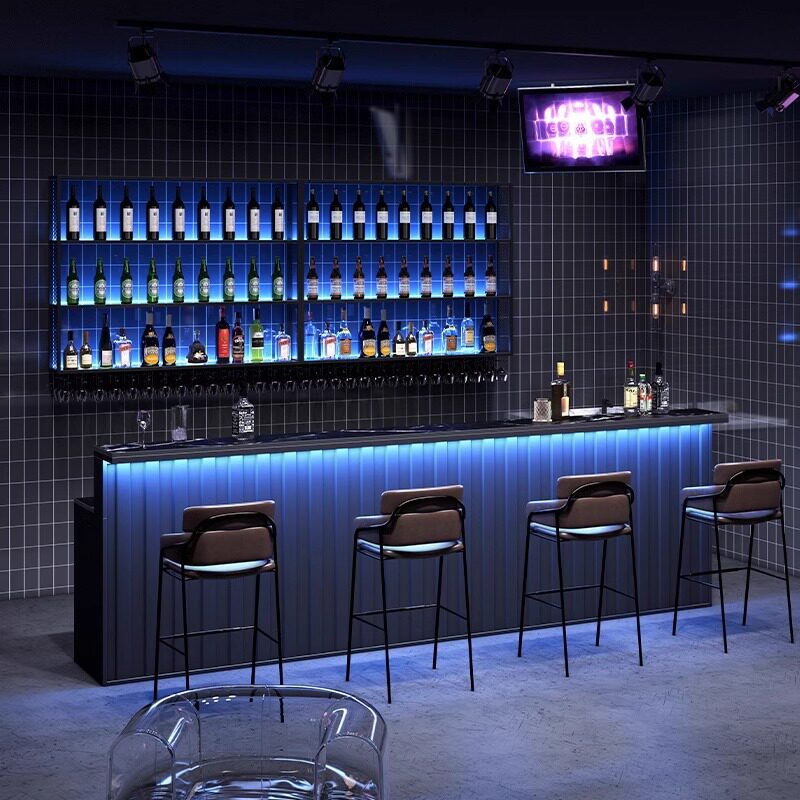 酒吧吧台商用工业风台球厅收银台餐厅复古大理石前台接待转角柜台