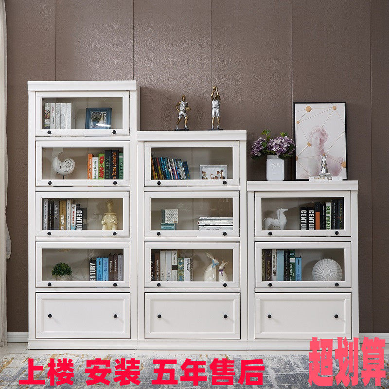 书柜玻璃门翻门高档客厅展柜防尘收纳柜70厨房储物烤箱柜儿童书柜