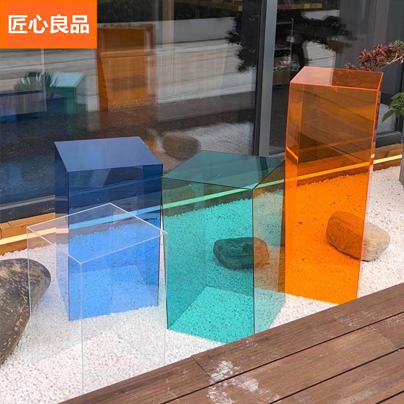 商场亚克力展示台方柱展示架橱窗立柱置物架彩色透明中岛流水台