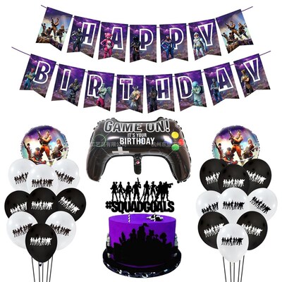 新品Fortnite ibirthday Party Decoration Set Purple Series
