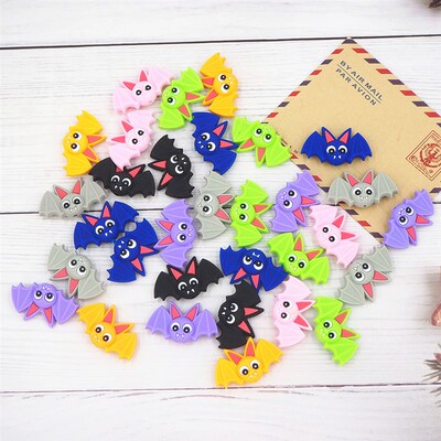 极速Chenkai 10PCS Silicone Bat  Beads HalloweenR Beads Baby