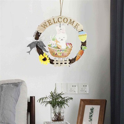 新品Round Easter Wreath Easter APendant Happy Easter, Welcom