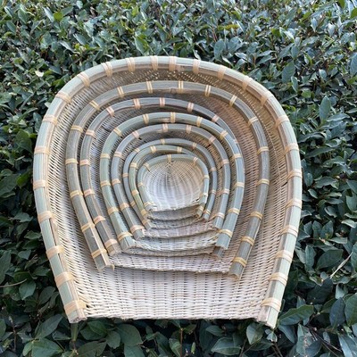 竹编制品开口筲箕小竹筐厨房沥水洗菜篮开口簸箕火锅店饭店家用