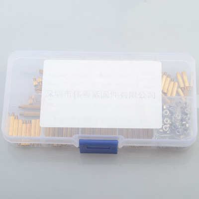 跨境螺丝270pcs M2圆形滚花单通铜柱配十字盘头螺丝螺母组合套装