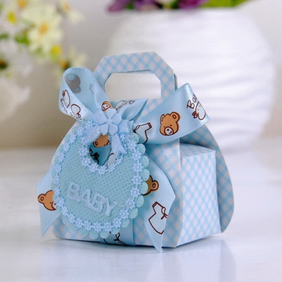 极速12pccs Cute Baby Apron Candy Box Baby Shower Favors Gift