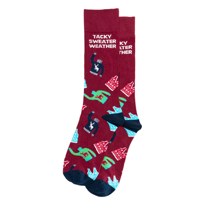 舒适精梳薄棉tacky sweater weather圣诞毛衣图案中筒男袜IVY