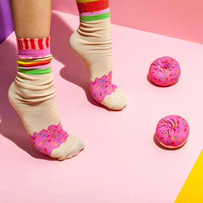 女袜春夏薄款DONUT甜甜圈冰淇淋蛋筒Icecream披萨PIZZA直板无跟