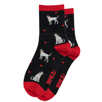 竹袜竹纤维抗菌防臭Dalmatian大麦町犬斑点狗中短筒女袜ST