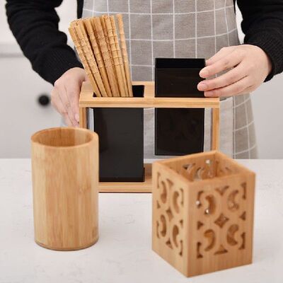 极速Eco-Friendly Bamboo Utexnsil Holder Round Square Chopsti