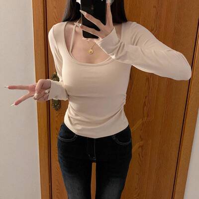 Women'S Fall Winter Slim-Fit Long Sleeve Knit T-Shirt Casual