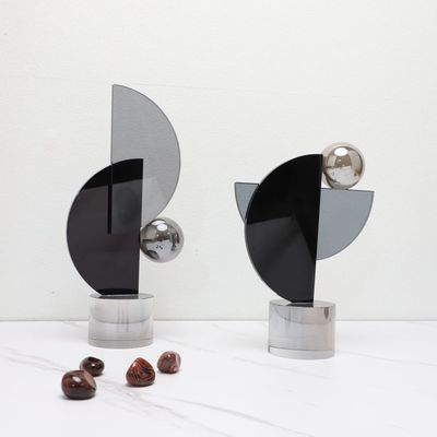 现代简约轻奢水晶几何艺术摆件客厅办公室展示柜样板间桌面装饰品