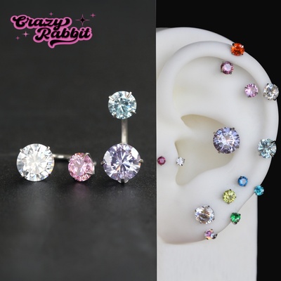 CrazyRabbit超闪锆石钛合金耳钉