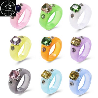 极速Hot salfe inlaid diamond resin index finger Knuckle ring
