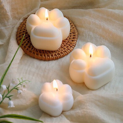 极速2Holes Cat Paw Candle SilicoCne Mold for DIY Cute Aromat