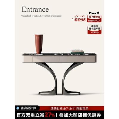 成军天然大理石入口柜无障碍豪华壁柜酒柜隔断柜客厅别墅豪华石材