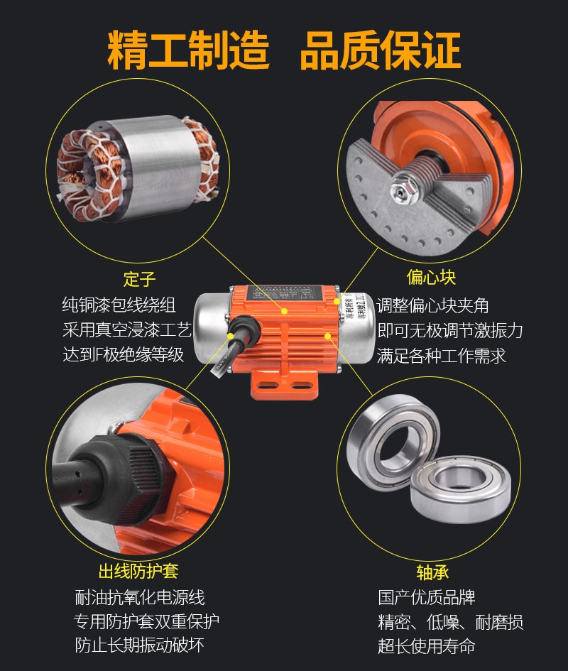 振动电机小型仓壁激振器220/380V50W工业震动马达筛选振打器下料