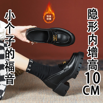 小皮鞋女英伦风黑色厚底乐福鞋松糕百搭复古单鞋小码内增高春秋33