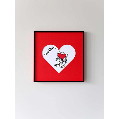 凯斯哈林KeithHaring爱心情人节礼物装饰画小众简约抽象卧室挂画