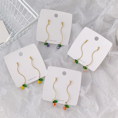 极速2022年春季新品彩色水晶波浪樱桃耳环甜美可爱水果.S形耳饰显