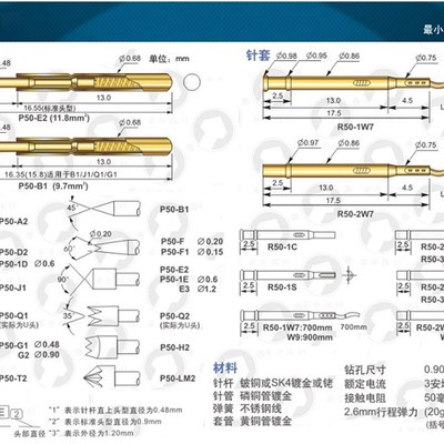 R50-2S华荣探针 0#0号针套 0.86mm焊线针套 顶针套 测试探针